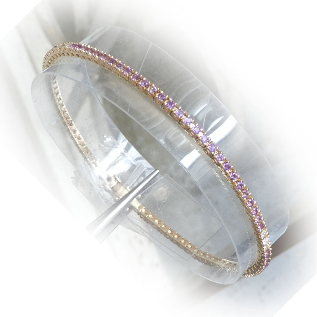 Tennisarmband, Saffier, Diamant, 18K Geelgoud — De Gouden Eeuw