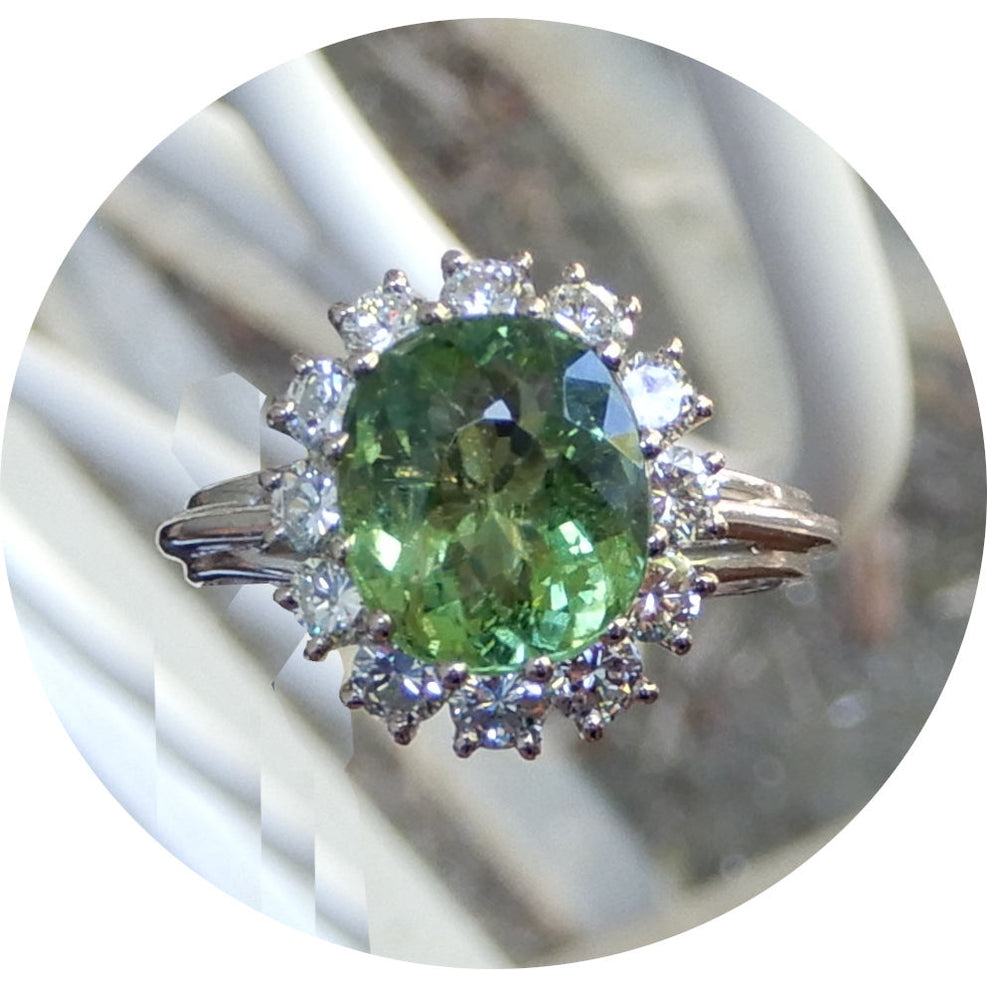 Ring, Paraiba Toermalijn, Diamant, 18K — De Gouden Eeuw